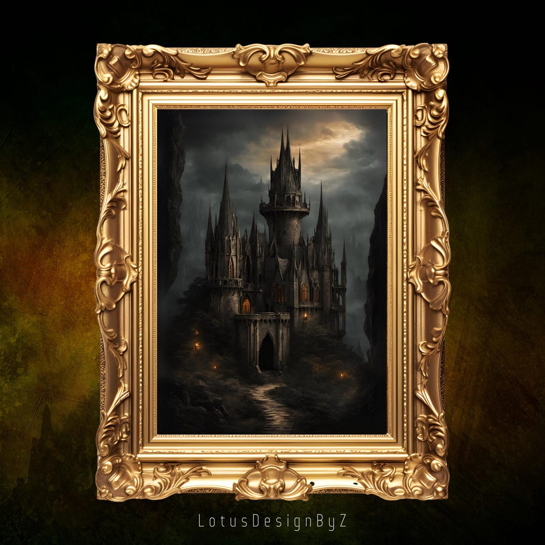 Gothic Castle Art Print, Gothic Castle Poster, Castle Oil Painting Art ...