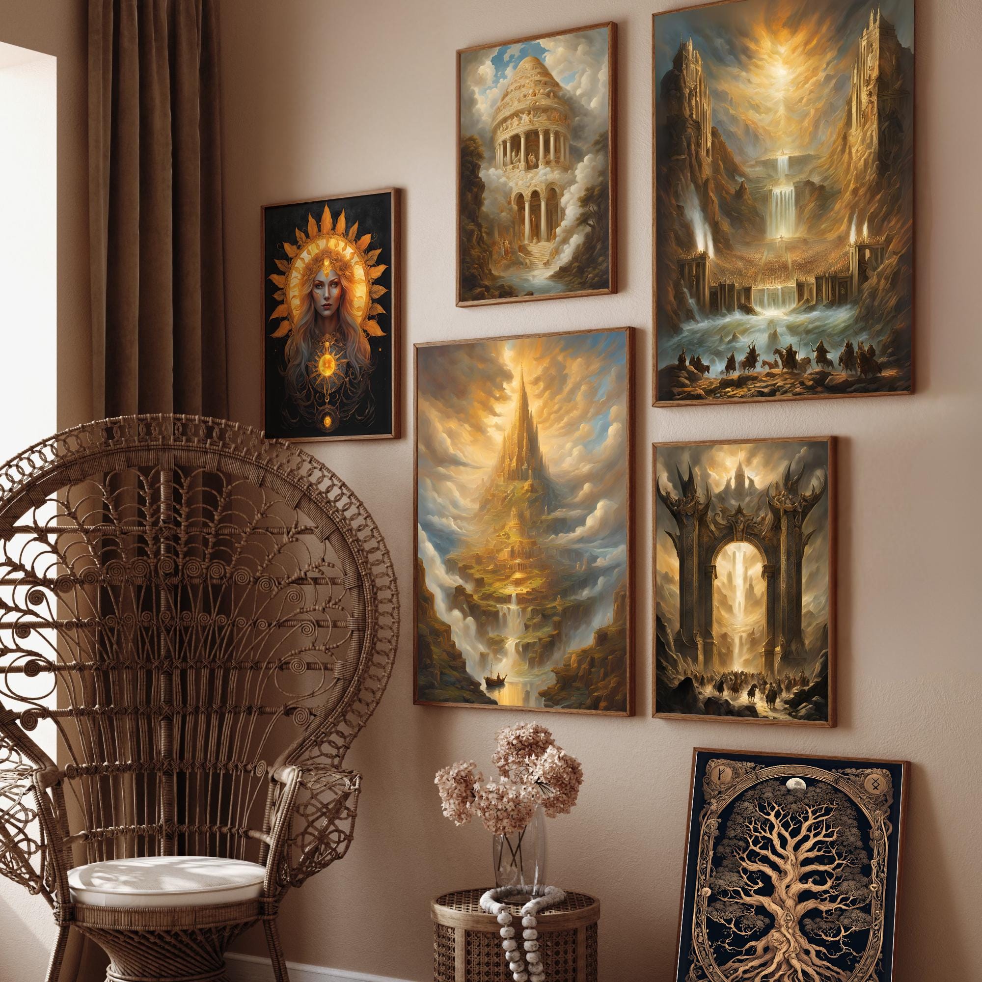 25 Viking Wall Art Prints, Norse Mythology Bundle, Yggdrasil, Vegvisir ...