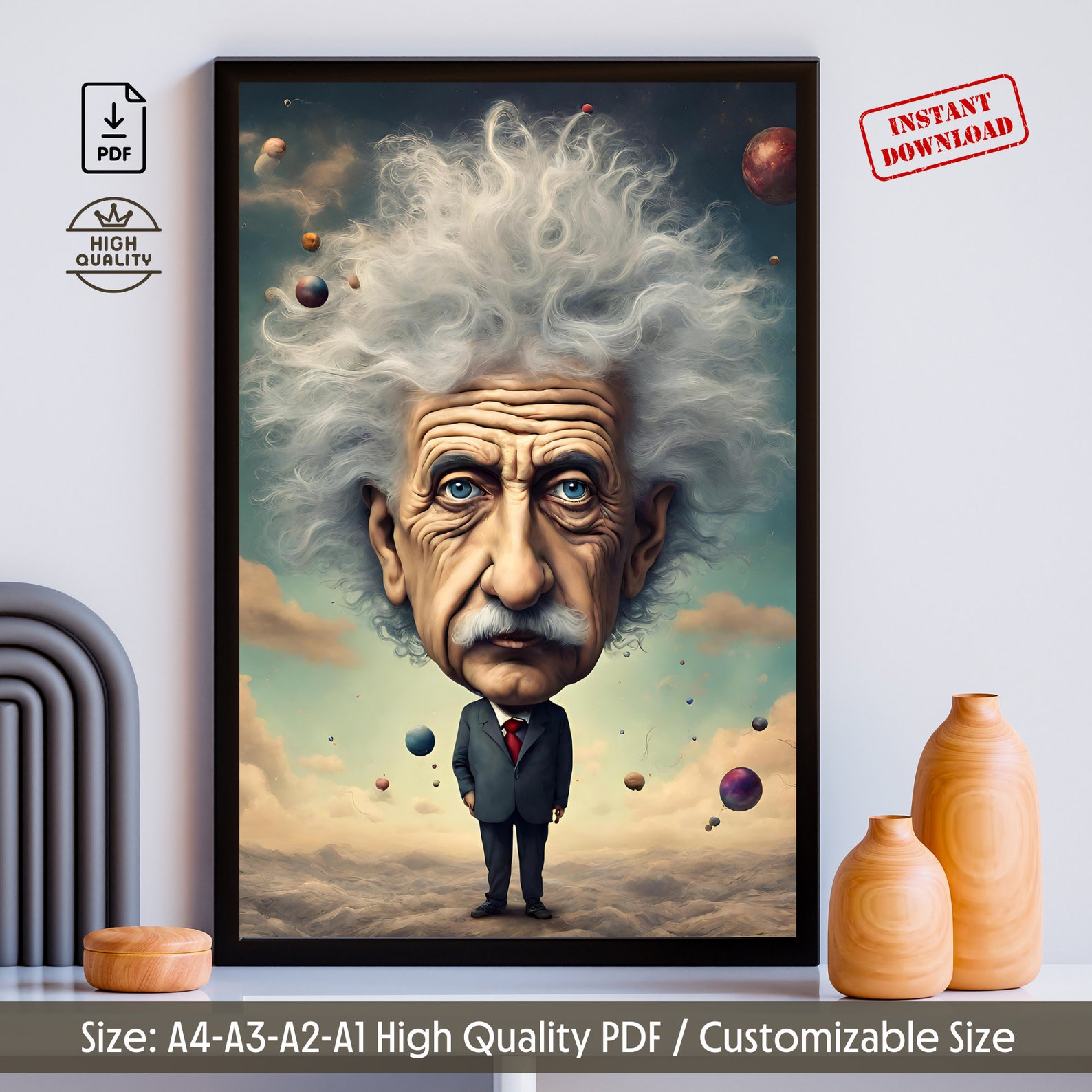 Albert Einstein Surreal Printable Art, Surreal Einstein Poster ...