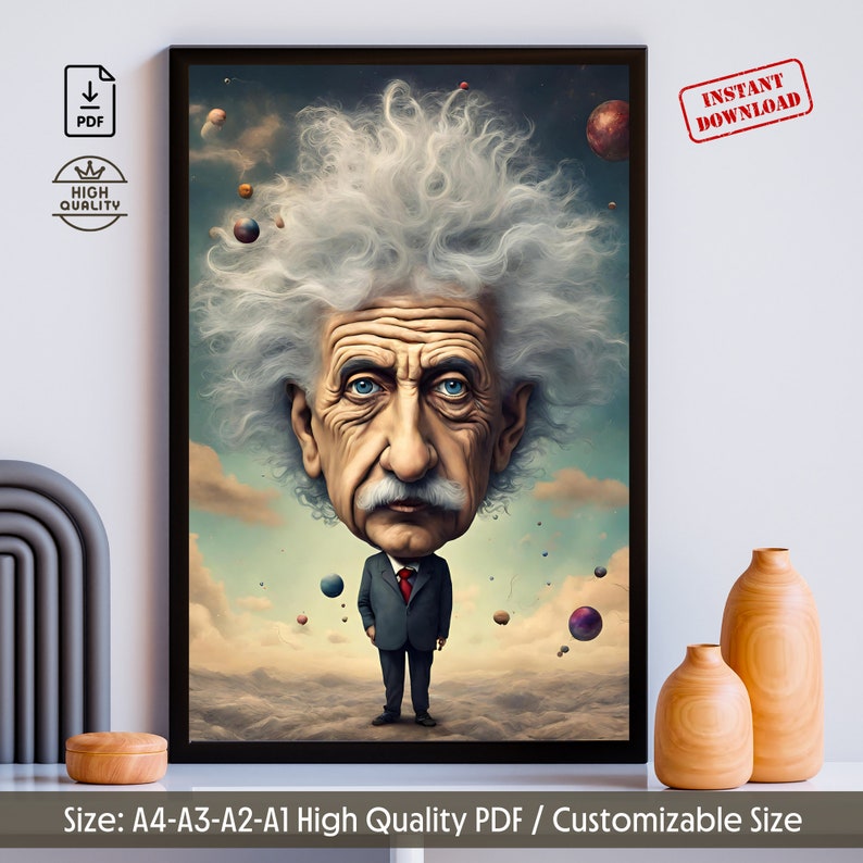 Surreal Albert Einstein Art Print: Retro Sci-fi Decor (digital Download ...