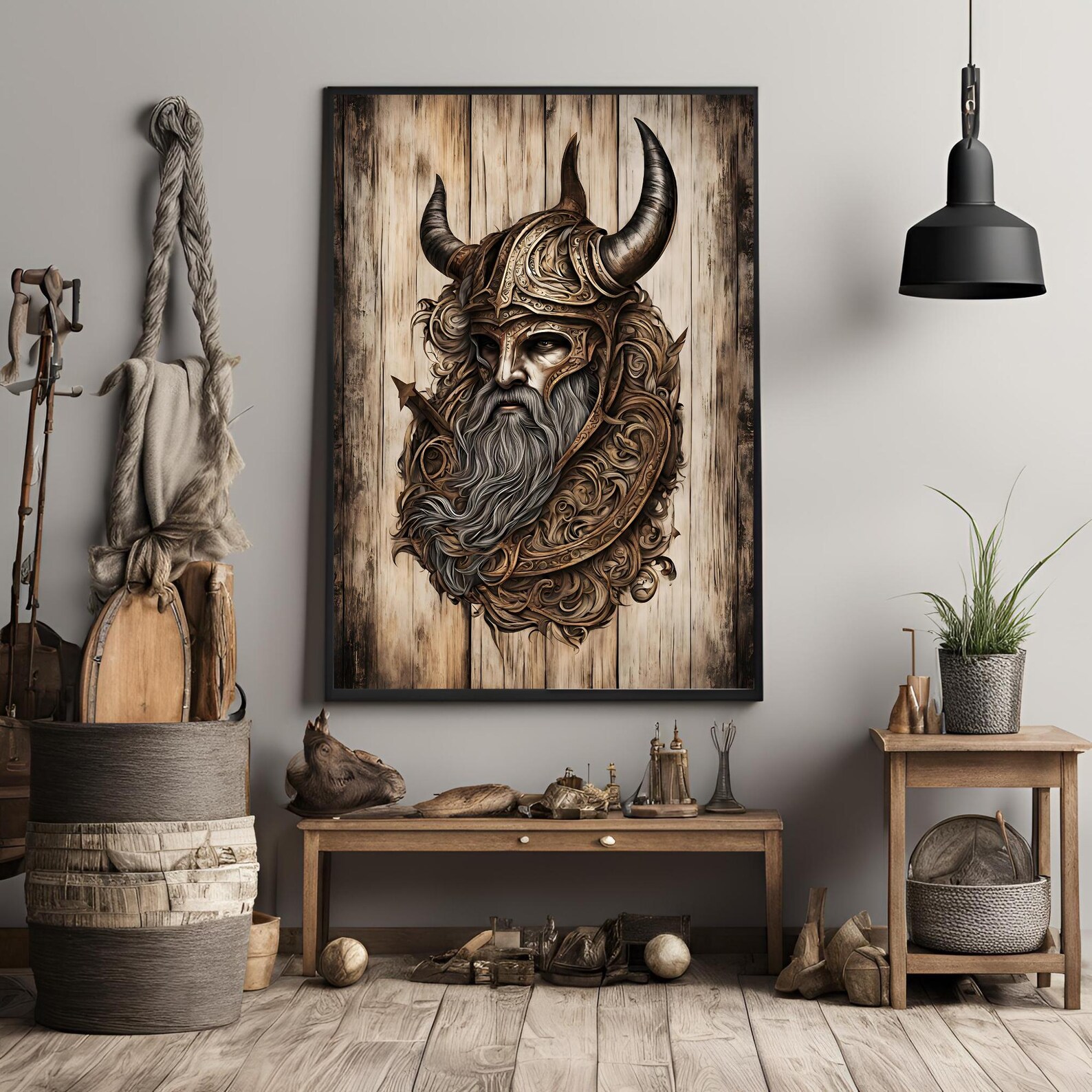 Vintage Viking Warrior Art Print: Rustic Norse Decor (digital Download ...