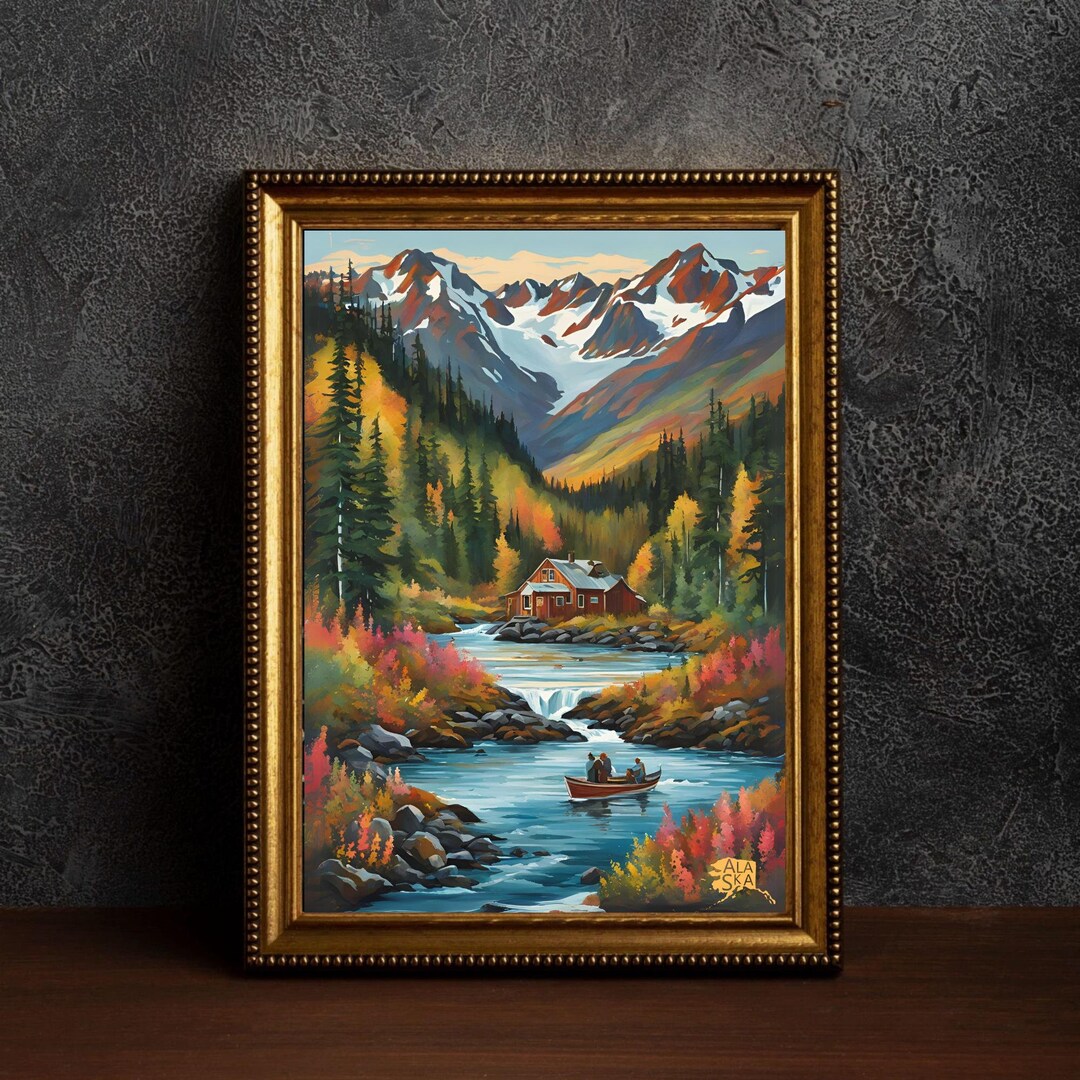 ALASKA Landscape Digital Poster, Alaskan Nature Decor, Rustic Wall Art ...