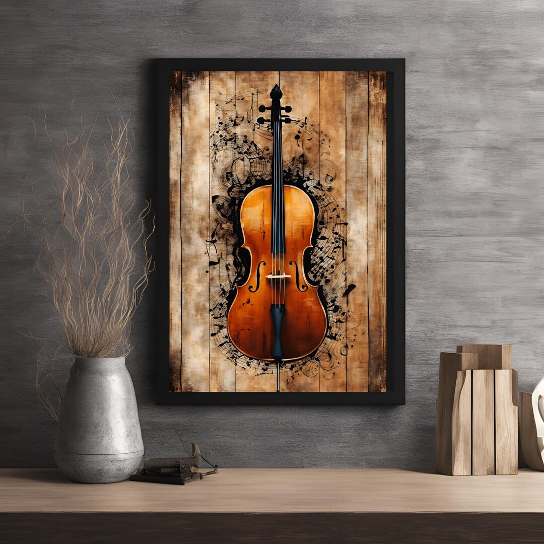 Violin Digital Poster, Rustic Violin Art Print, Vintage Musical ...