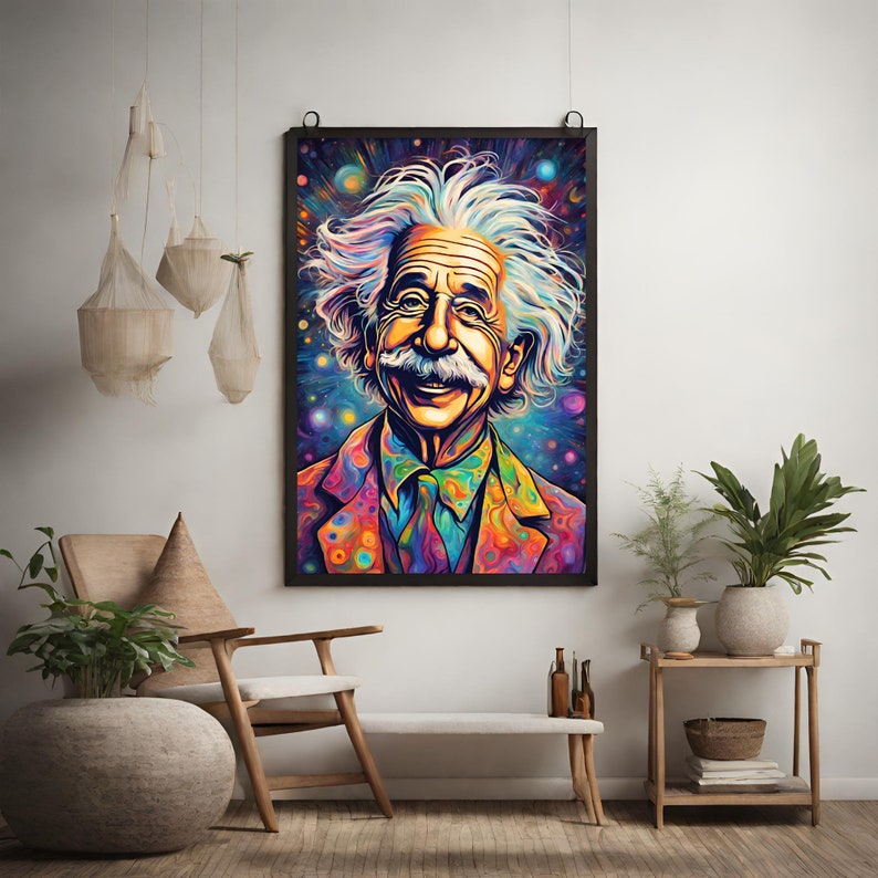 Albert Einstein Digital Poster, Einstein Poster, Einstein Painting, Scientist Lover's Gift ...