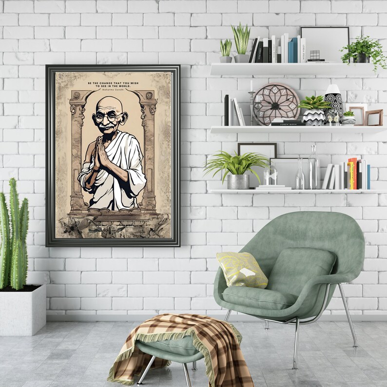 Gandhi Quote Poster: Vintage Indian Leader Artwork (digital Download ...