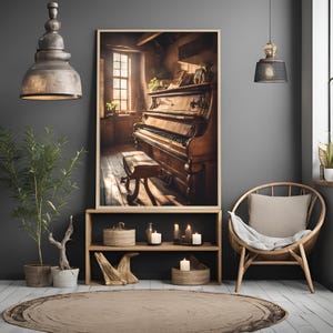 Vintage Old Piano With Sunlight Reflection in a Dim Room, Distressed ...