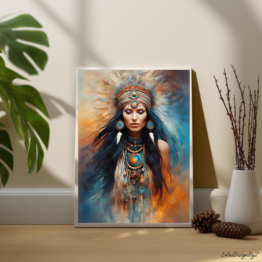 Shaman Woman Art Print: Spiritual Boho Decor, Ayahuasca Art, Shaman ...