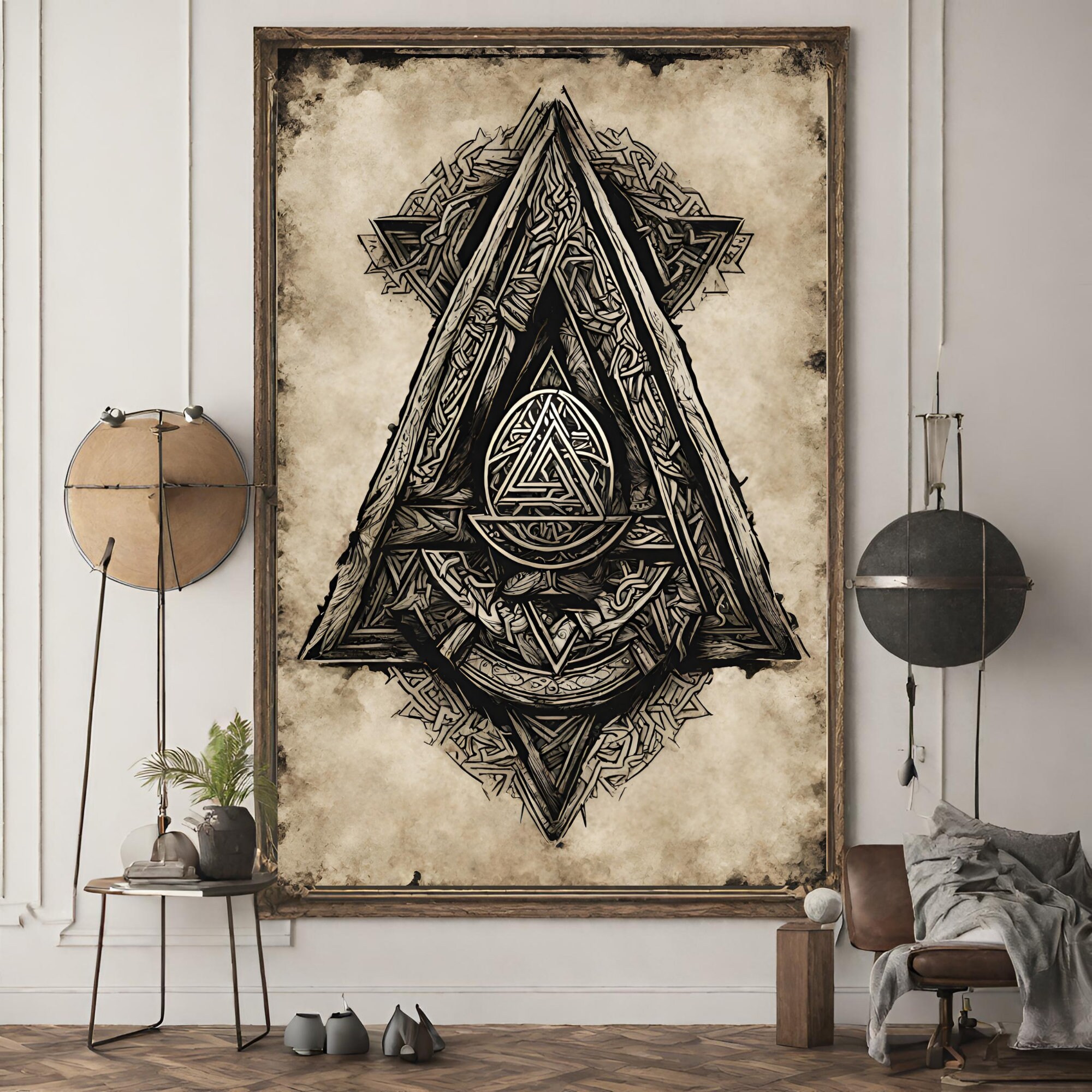 Norse Mythology Viking Symbols Poster Set, Valknut Room Aesthetic ...