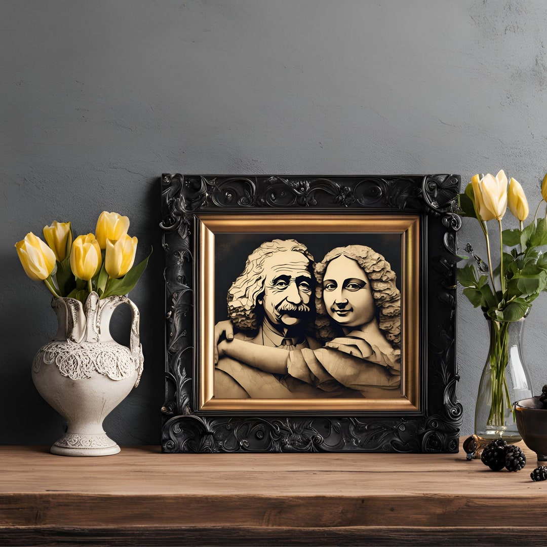 Einstein and Mona Lisa Funny Vintage Art Poster (digital Download) - Etsy
