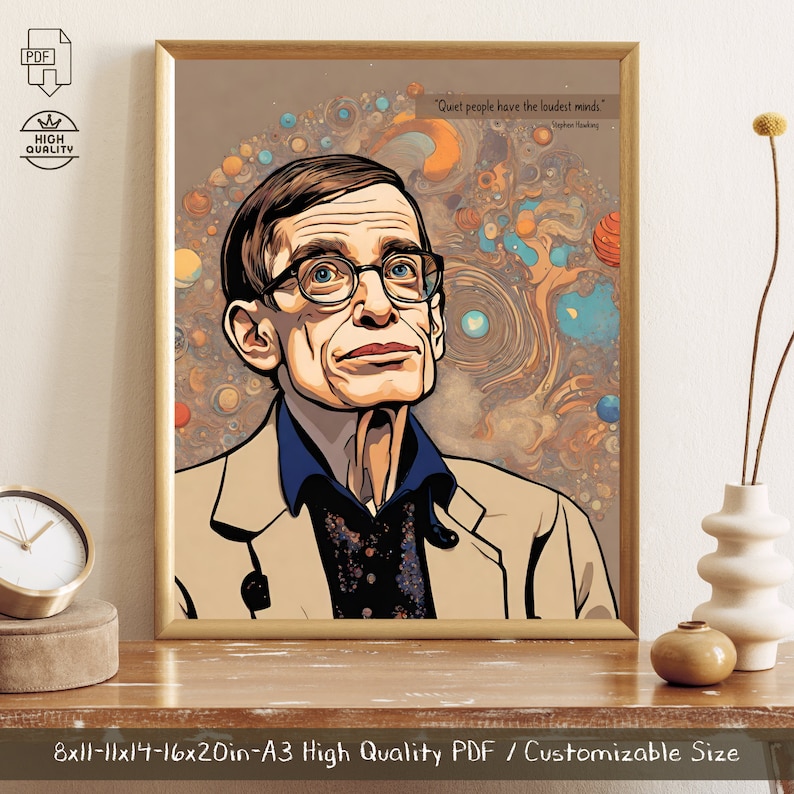 Stephen Hawking Portrait Art: Vintage Physics Quote Poster (digital ...