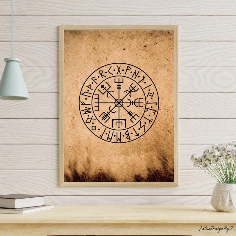The Viking Compass 2 Piece Poster Vegvisir Norse Mythology Digital ...
