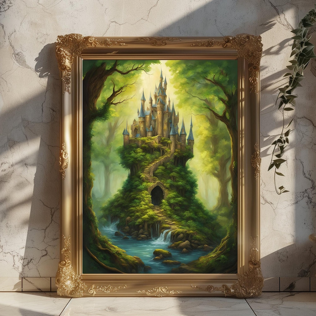 Green Castle Digital Wall Art, Tree Castle Wall Art, Tree House, Nature ...