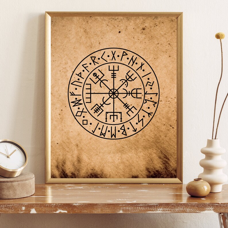 The Viking Compass 2 Piece Poster Vegvisir Norse Mythology Digital ...