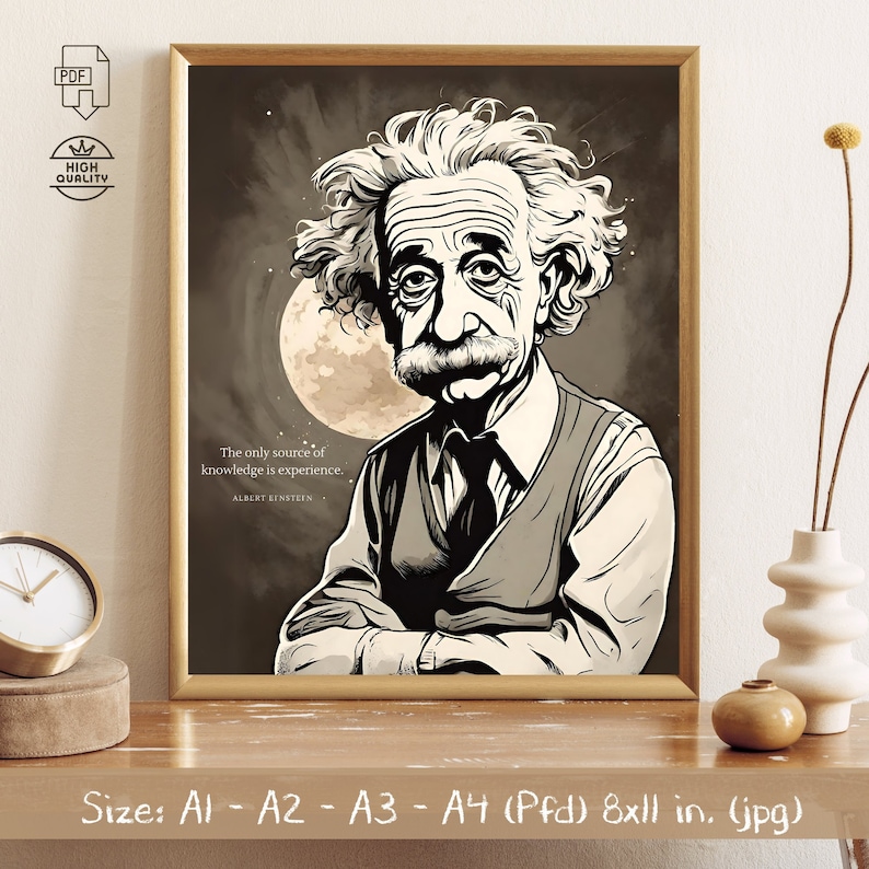 Einstein Quote Vintage Poster, Albert Einstein Art, Famous Quotes ...