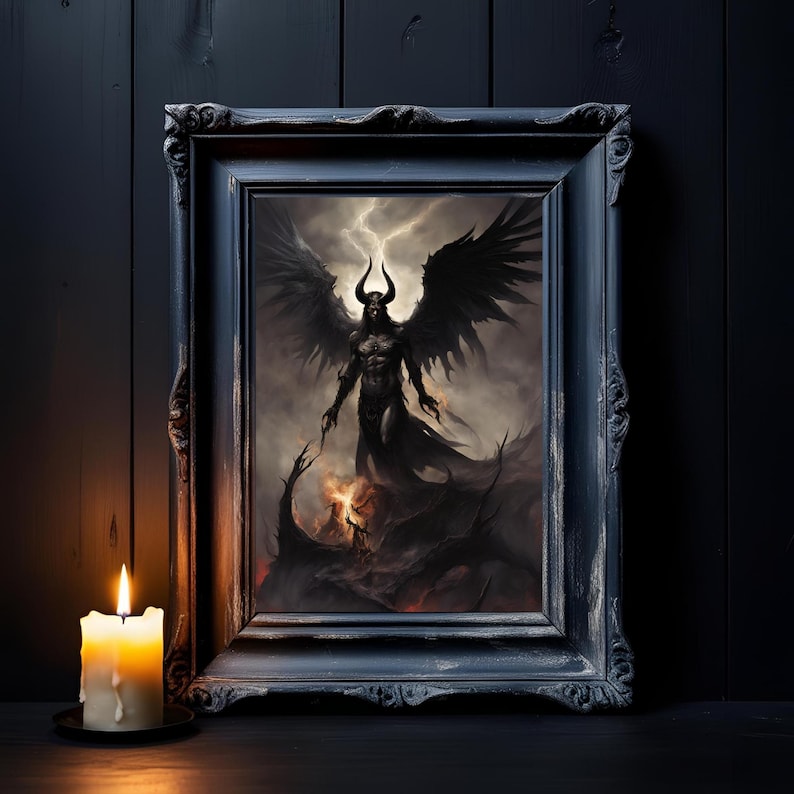 Lucifer Art Print, Lucifer Painting, Fallen Angel Art, Lucifer Poster ...