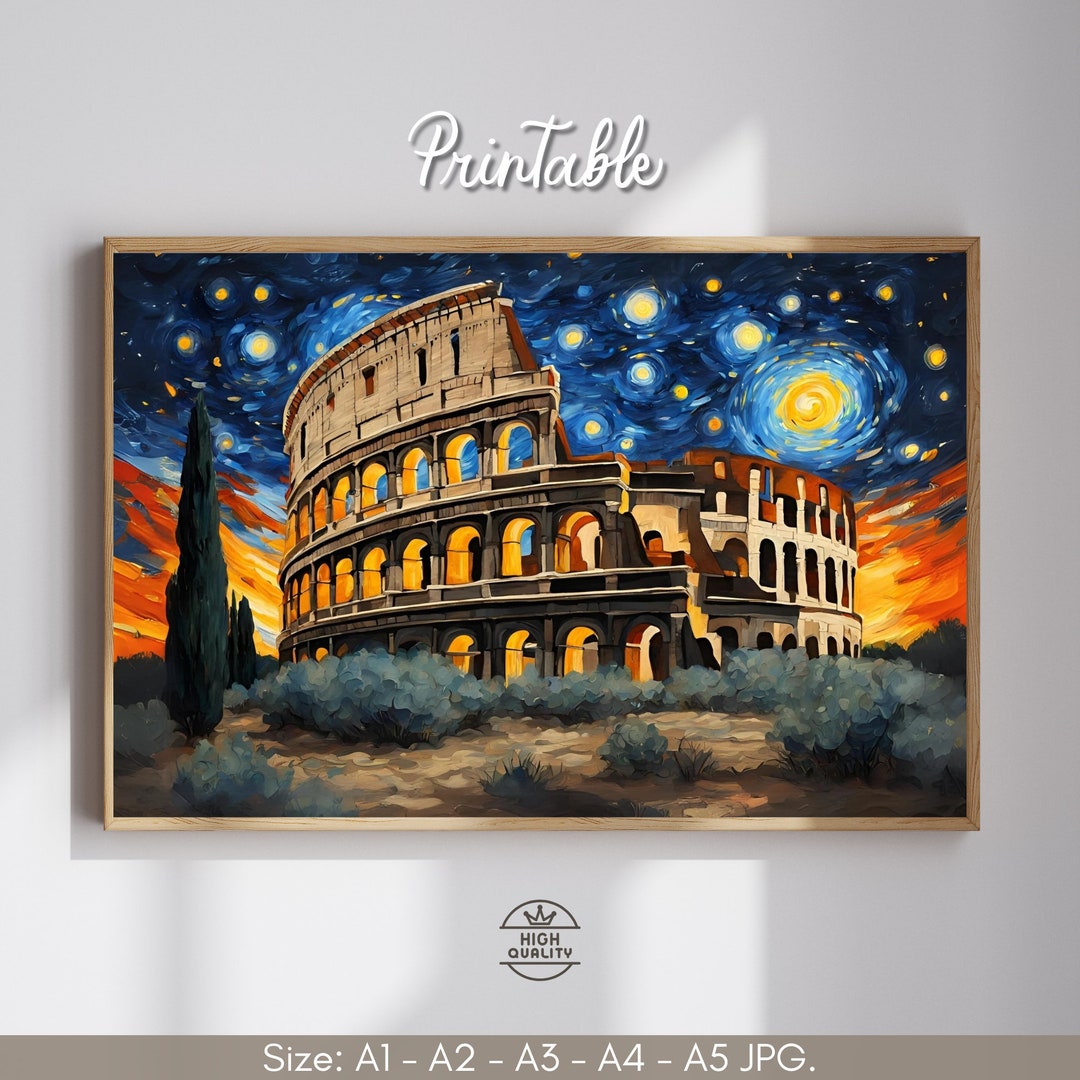 Colosseum Digital Poster, Colosseum Wall Art, Travel Poster, Historical ...