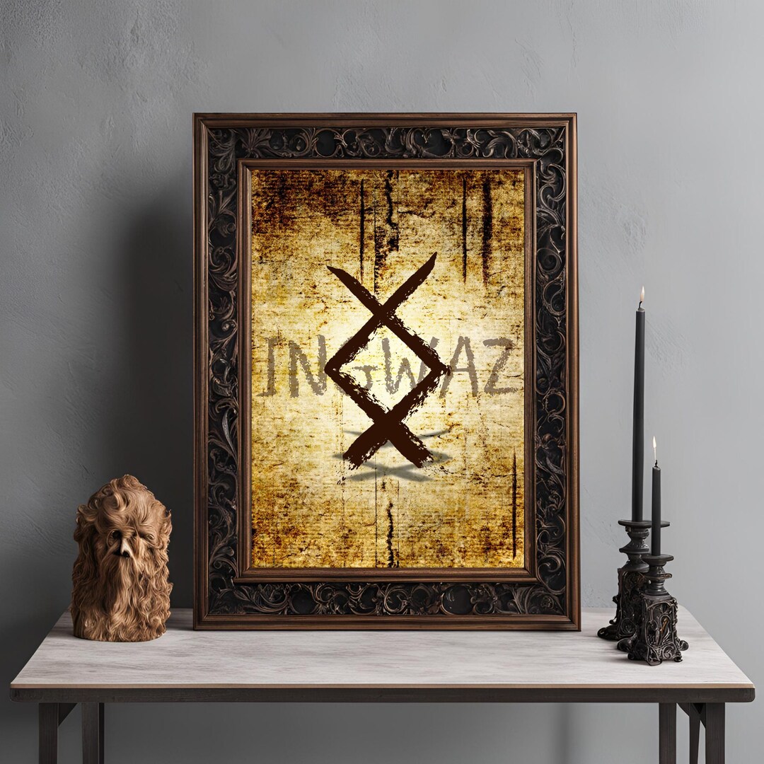 Vintage INGWAZ RUNE POSTER Norse Symbol Digital Download, Scandinavian ...
