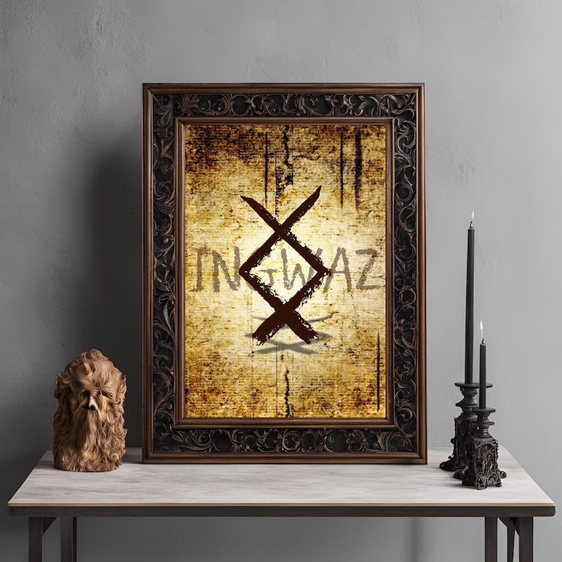 Vintage INGWAZ RUNE POSTER Norse Symbol Digital Download, Scandinavian ...
