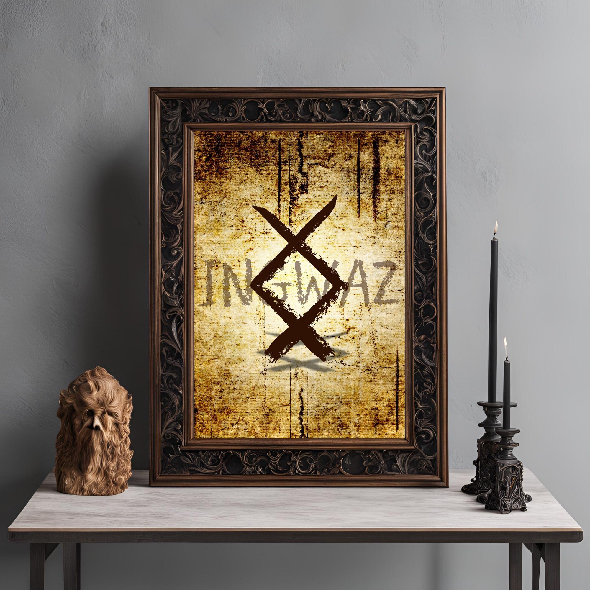 Vintage INGWAZ RUNE POSTER Norse Symbol Digital Download, Scandinavian ...