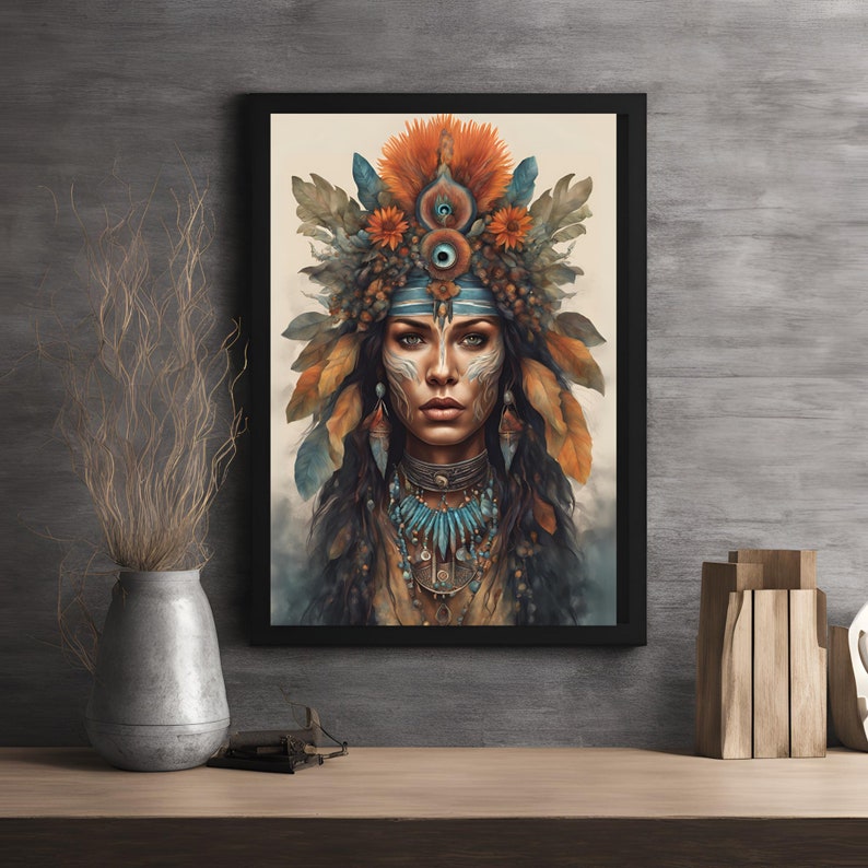 SHAMAN Woman Digital Download Poster Retro Tribal Art Mystical Boho ...