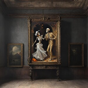 Skeleton Wedding Digital Art, Gothic Couple Poster, Dark Academia ...