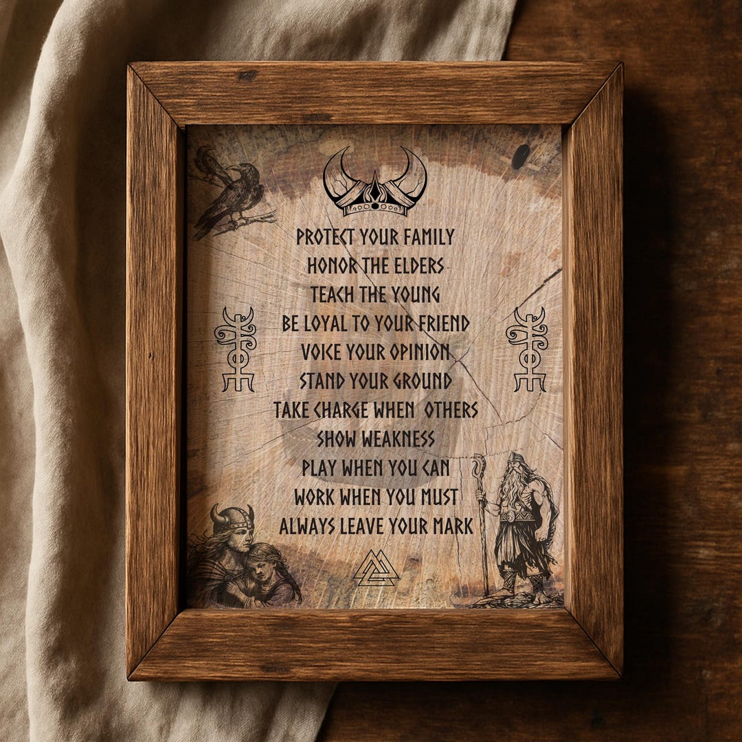 Valknut Viking Code Vintage Poster: Norse Mythology Art (digital ...