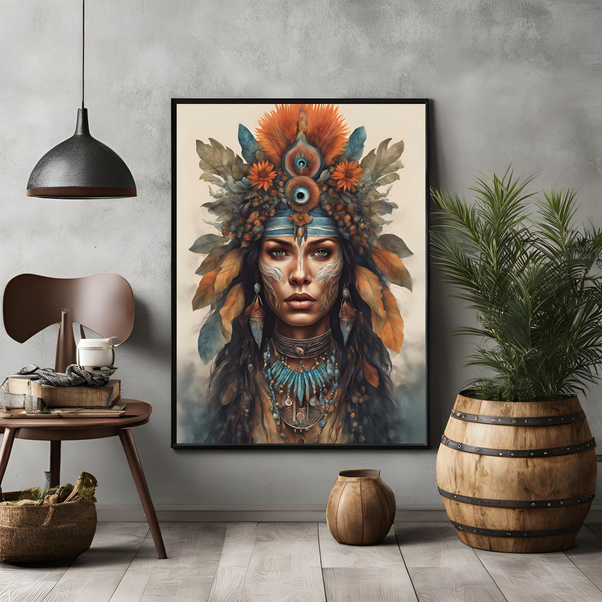 SHAMAN Woman Digital Download Poster Retro Tribal Art Mystical Boho ...