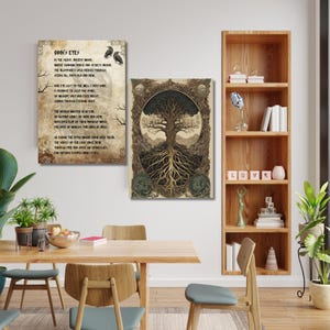 YGGDRASIL Poster, ODIN'S EYES Poem & Odin Poster Gift, Viking Wall Art ...