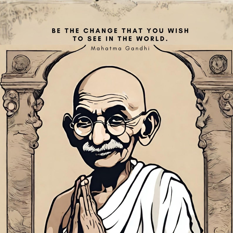 Gandhi Quote Poster: Vintage Indian Leader Artwork (digital Download ...