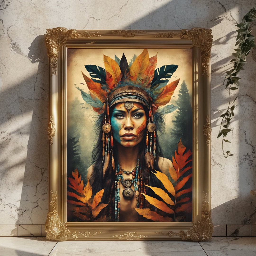 Shaman Woman Digital Poster, Spiritual Art Print, Shamanic Wall Art ...