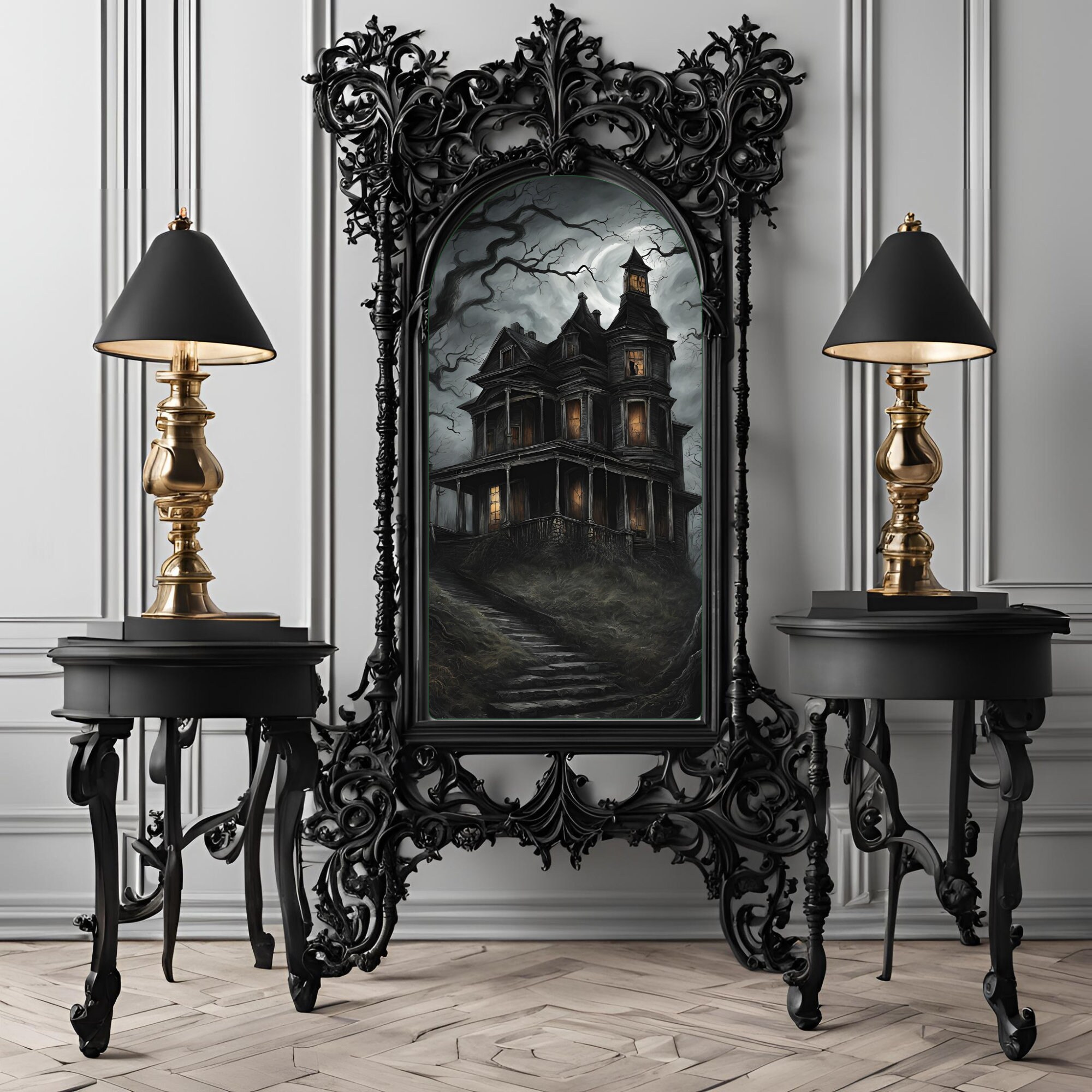 House on Haunted Hill Dark Art Poster Gothic Haunted House Digital ...