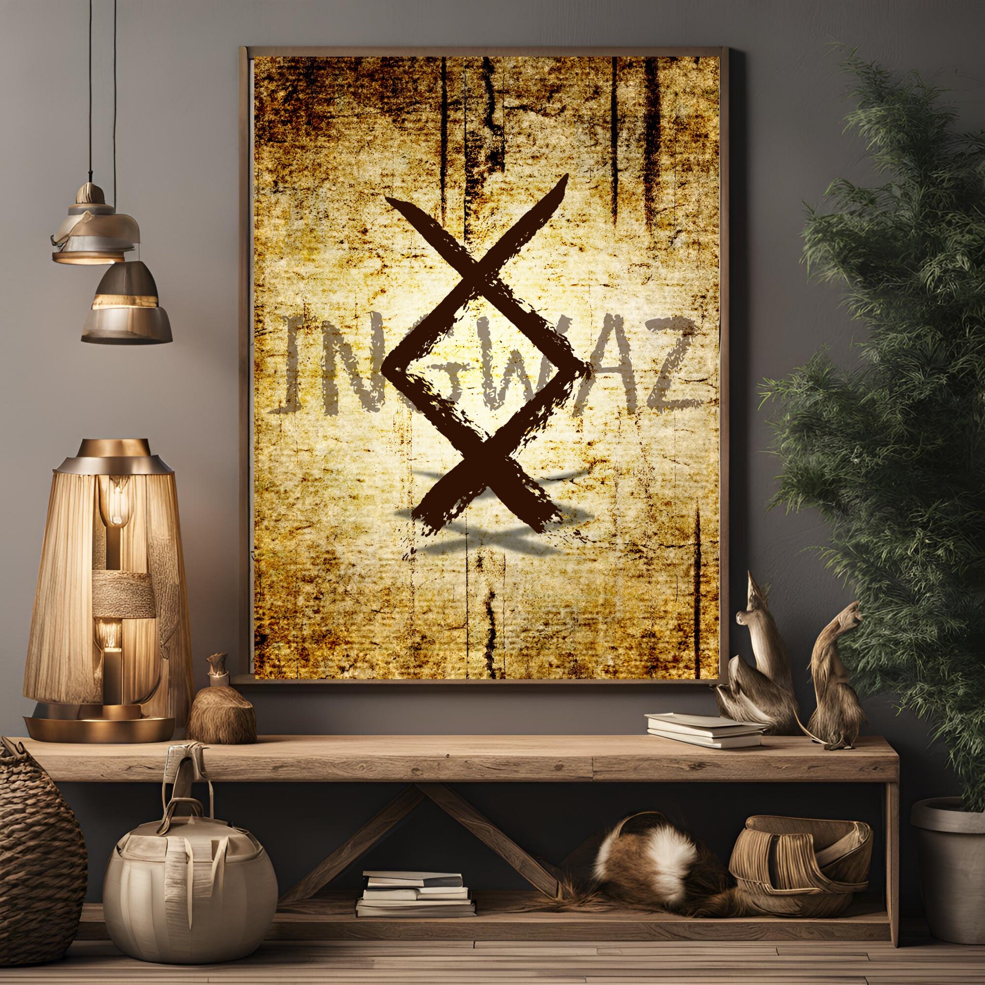 Vintage INGWAZ RUNE POSTER Norse Symbol Digital Download, Scandinavian ...