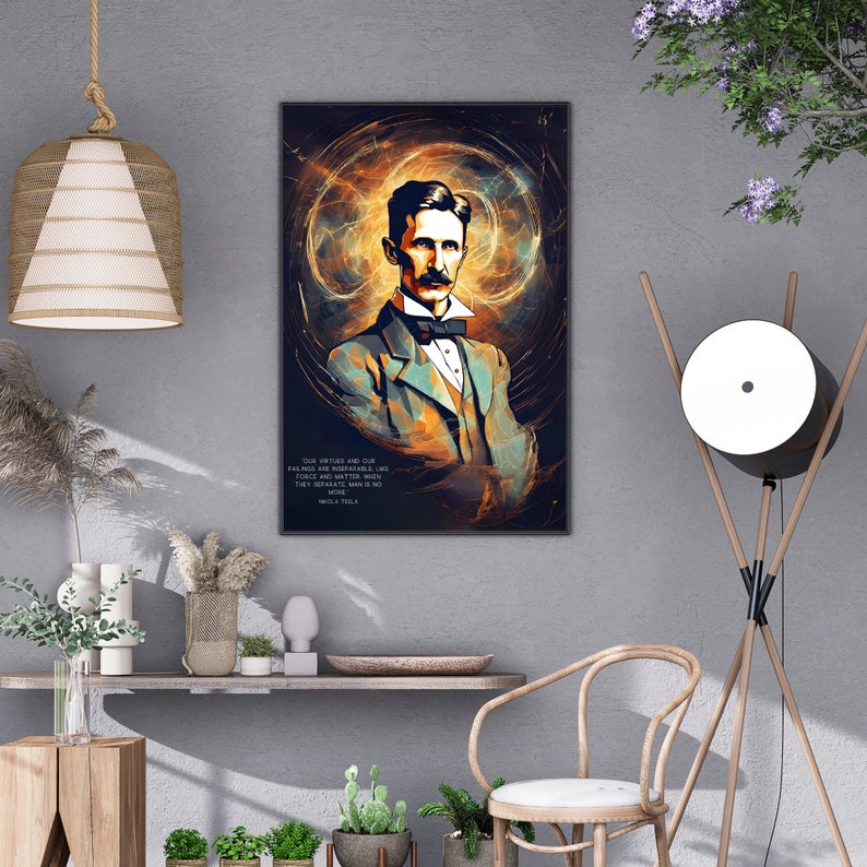 Nikola Tesla Quote Poster, Nikola Tesla Digital Download Wall Art ...