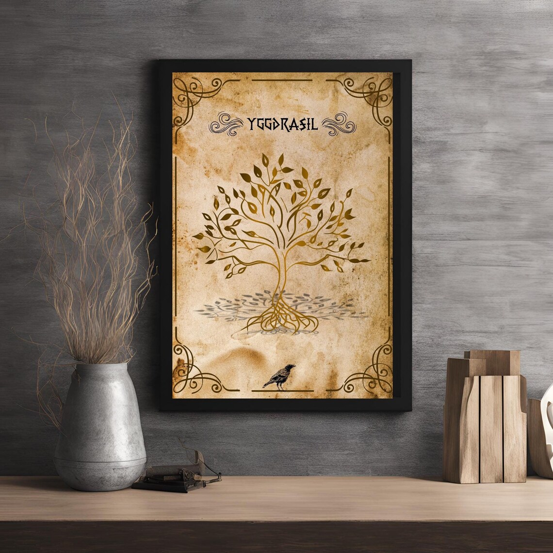 Yggdrasil Tree of Life Poster: Vintage Norse Mythology Art (digital ...
