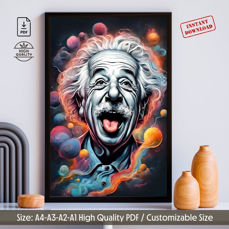 Albert Einstein Surreal Art, Einstein Print, Einstein Decor, Einstein Wall Art, Space Art ...