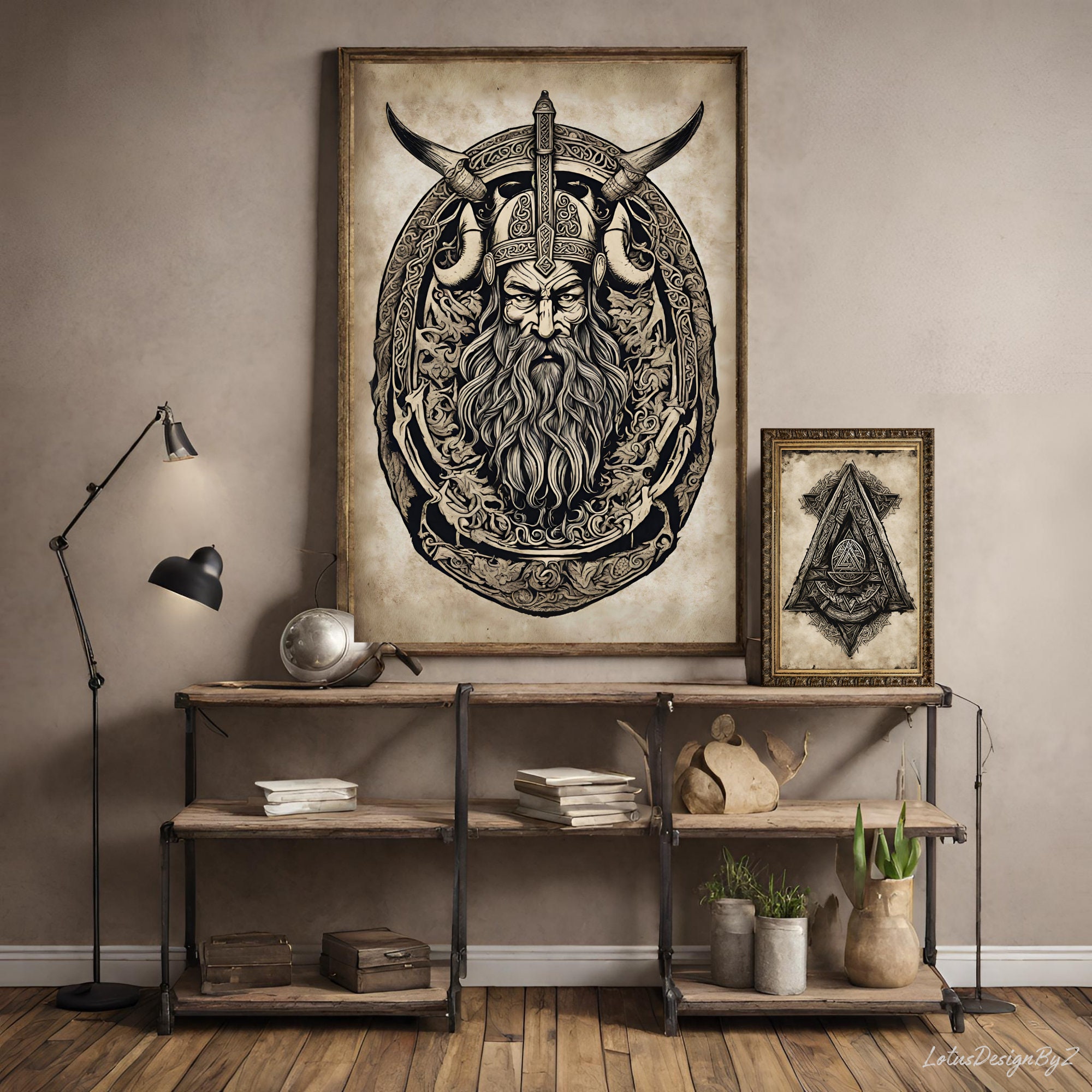 Norse Mythology Viking Symbols Poster Set, Valknut Room Aesthetic ...