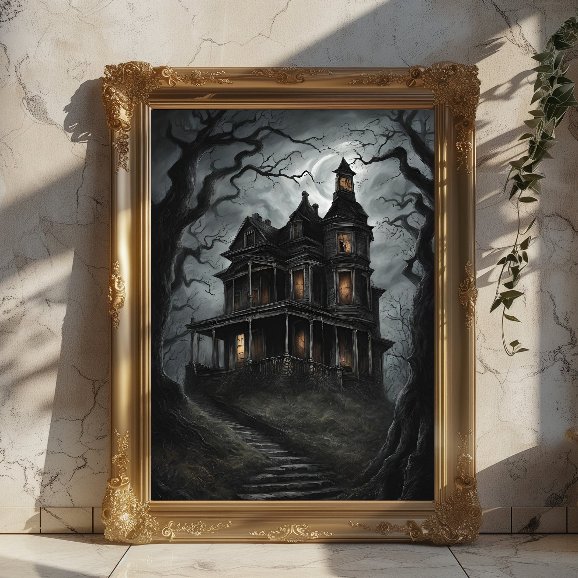 House on Haunted Hill Dark Art Poster Gothic Haunted House Digital ...