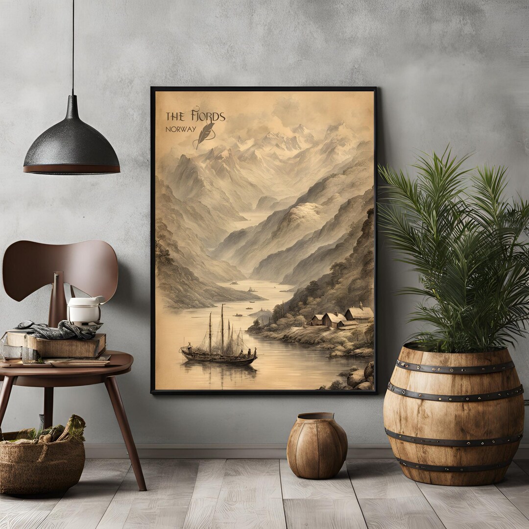 Vintage Norway Fjords Art Print: Norwegian Travel Poster (digital ...