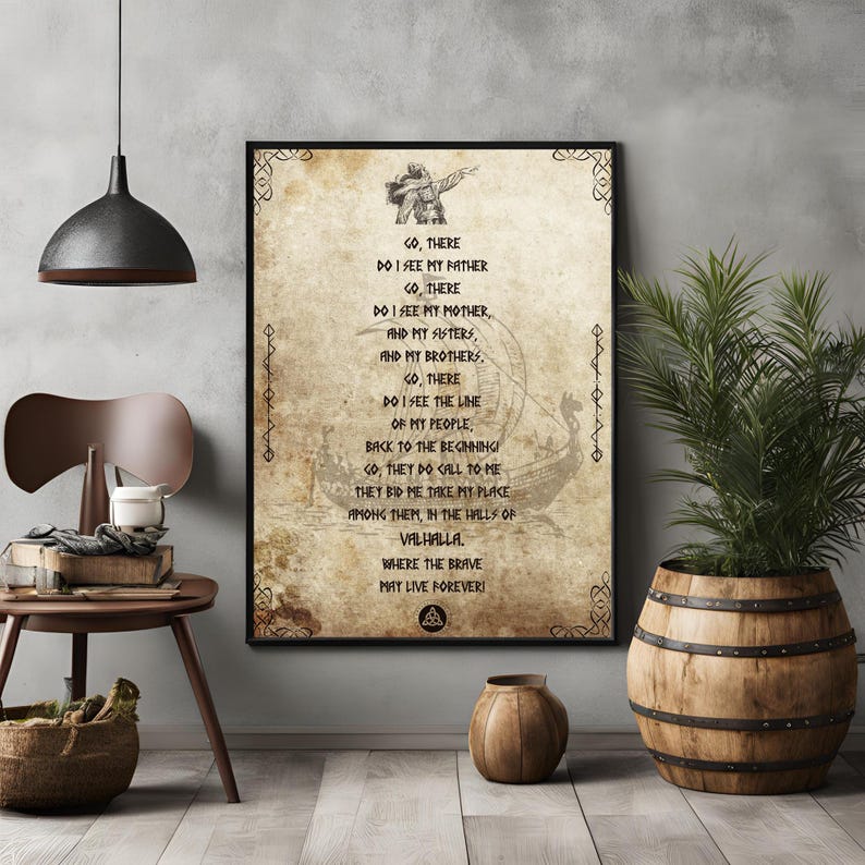 Viking Battle Prayer Vintage Poster: Norse Mythology Art (digital ...