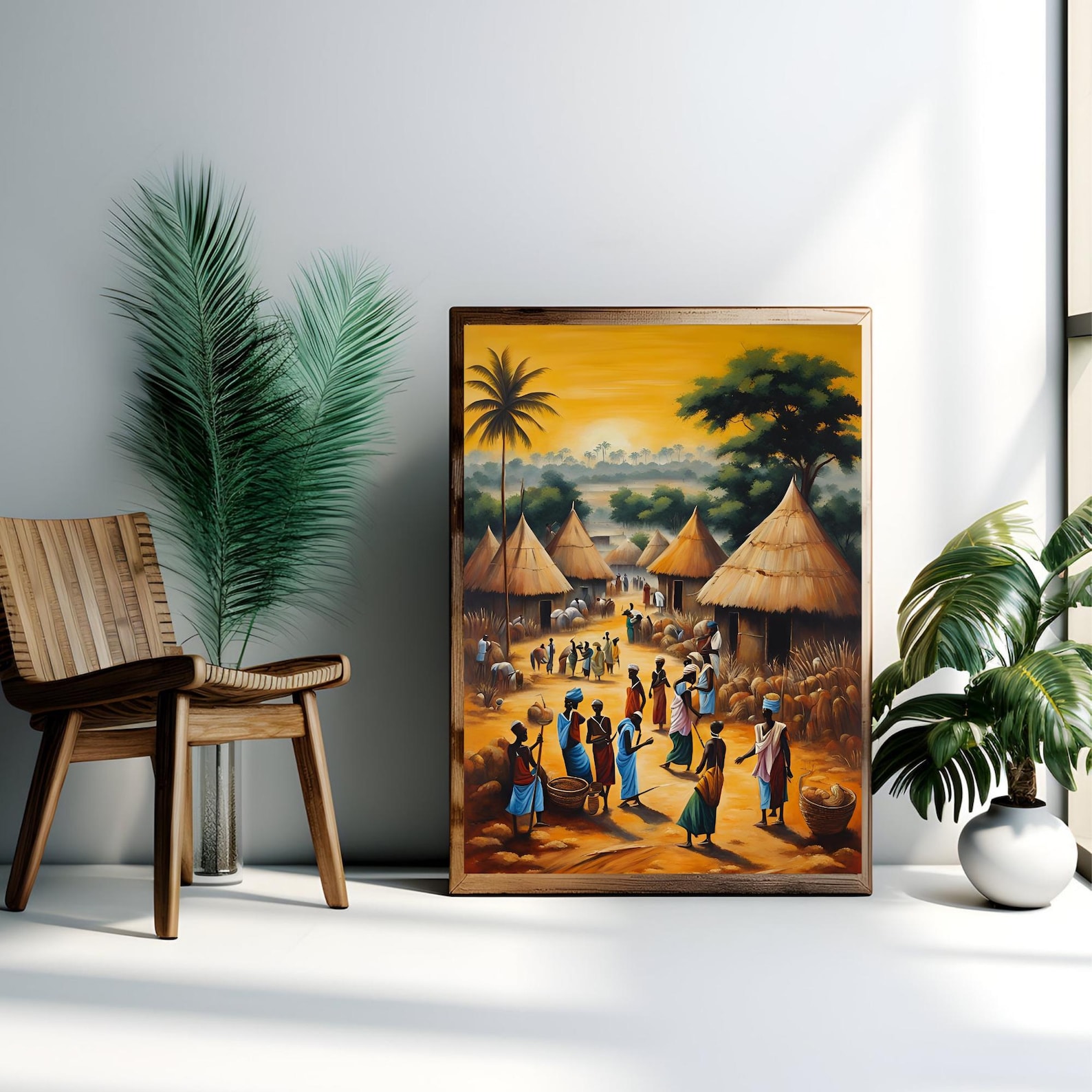 African Village Scene Poster, African Village, Nigerian Royalty ...