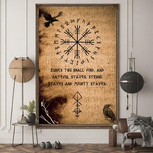 Yggdrasil+vegvÍsir+viking Warrior Qute Art, Viking Wall Art, Yggdrasil ...