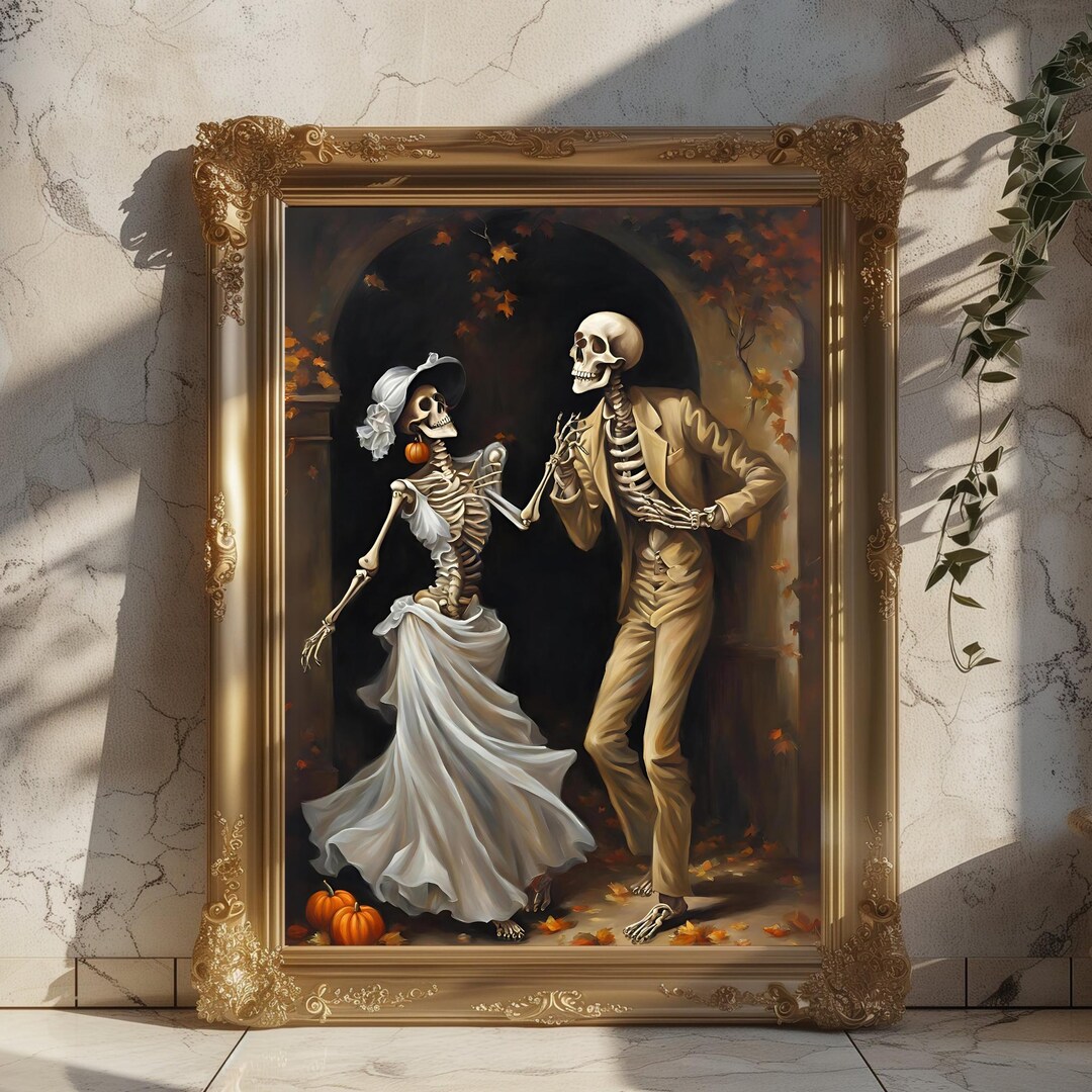 Skeleton Wedding Digital Art, Gothic Couple Poster, Dark Academia ...