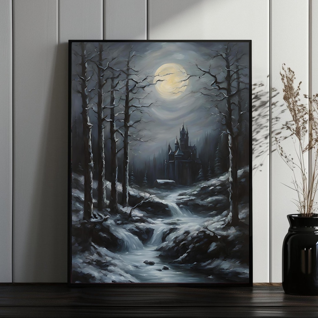 Gothic Castle Digital Poster, Moody Aesthetic Poster, Gothic Painting ...