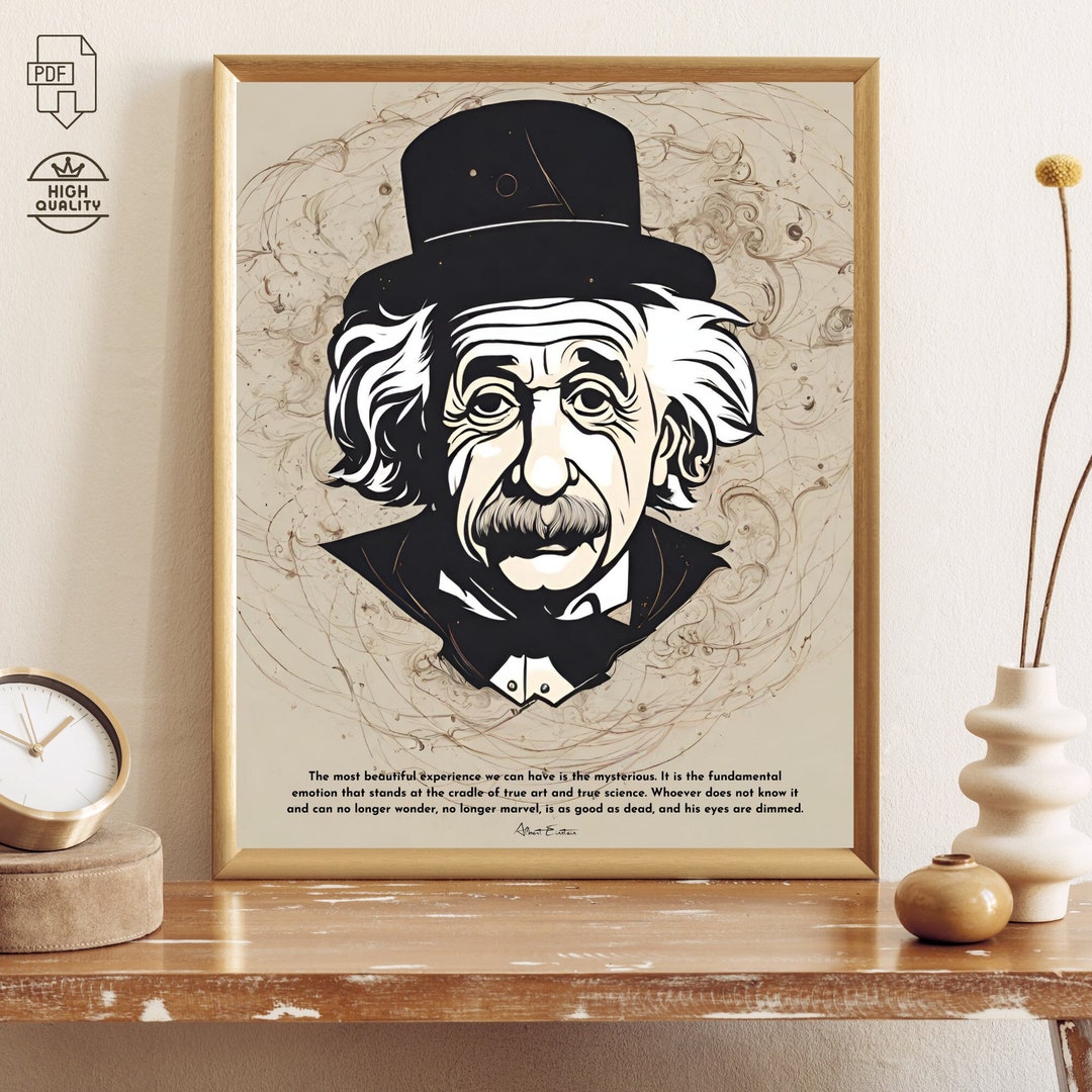 Albert Einstein Quote Art Print, Motivational Science Poster, Genius ...
