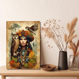 Shaman Woman Poster, Spiritual Art Print, Shaman Wall Art, Autumn Print ...