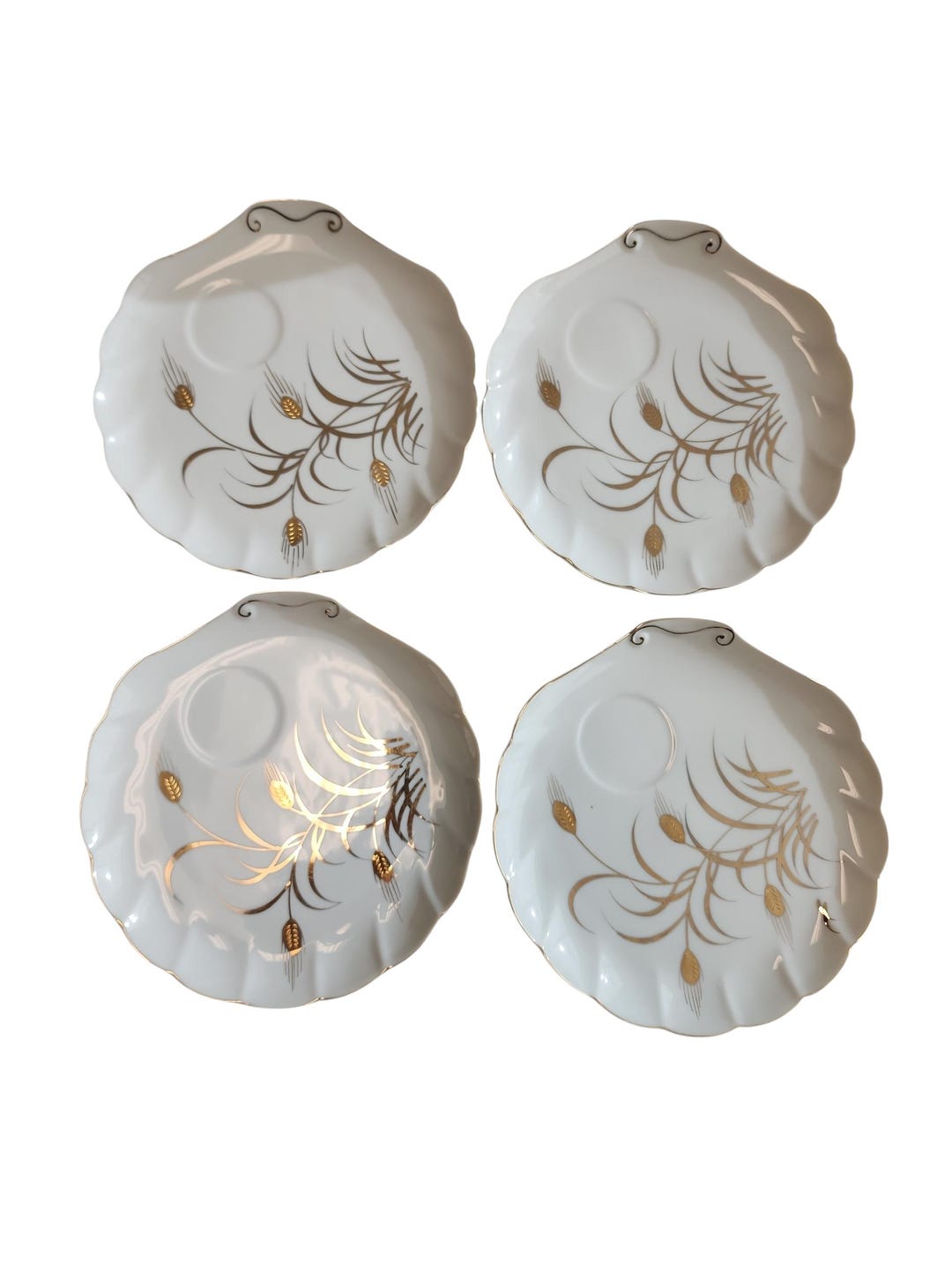 Mid Century Lefton China Scallop Plates - Set of Four - Etsy