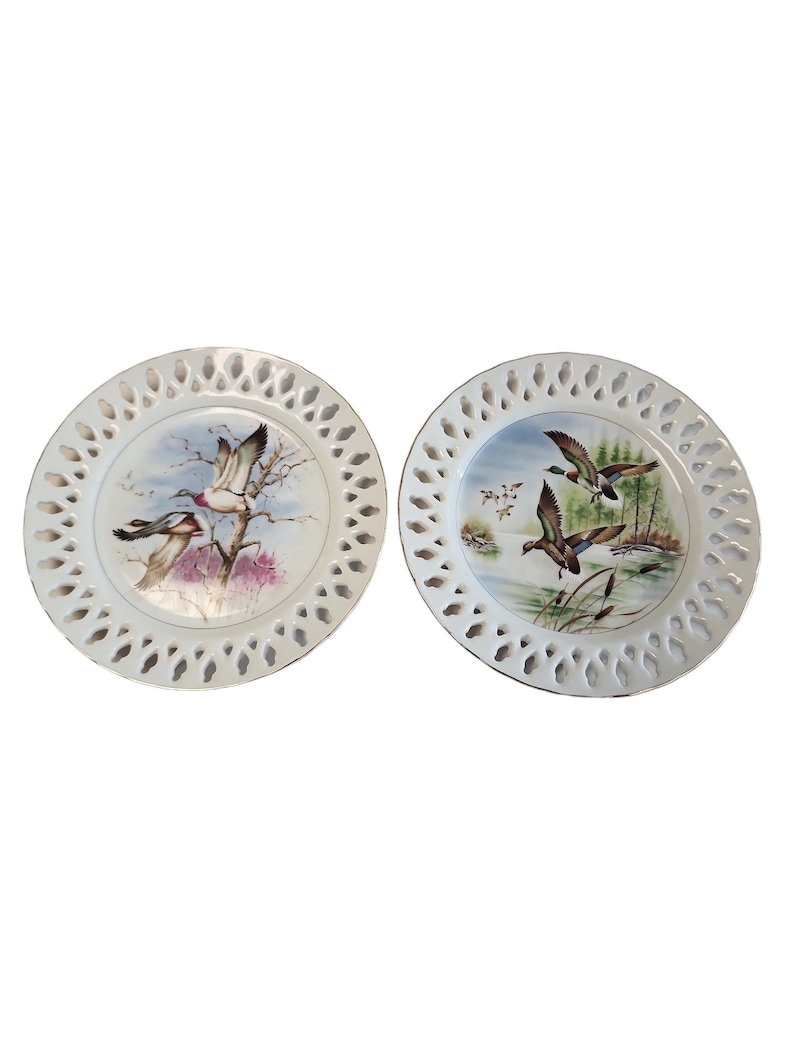 Vintage Pair Saji Japan Reticulated Duck Plates - Set of 2 - Etsy