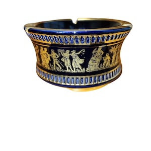 Neofitou Greek Cobalt Blue 24K Gold Trim Ashtray - Etsy