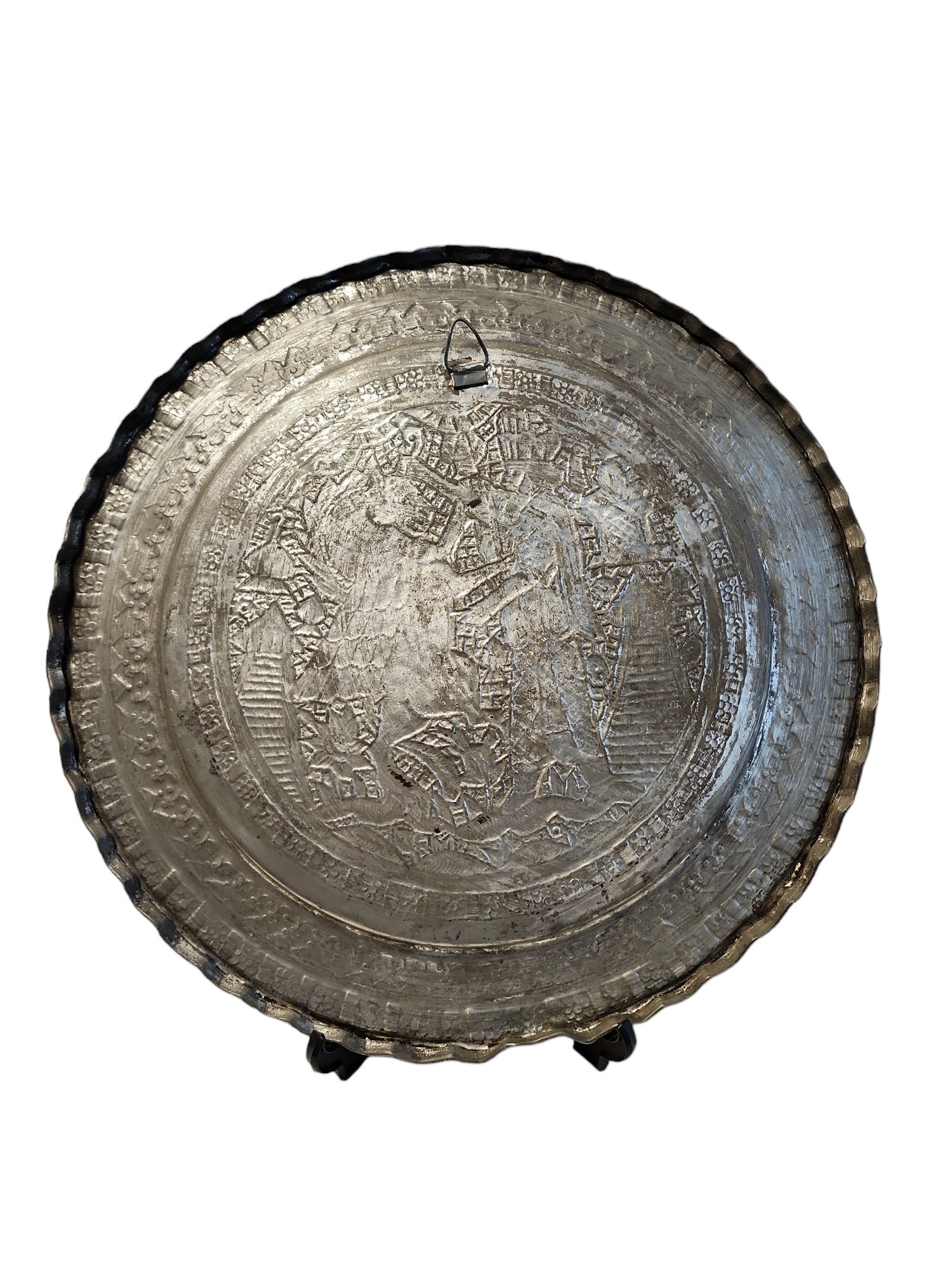 Mid Century Copper and Tin Wall Plate Depicting King Darius Versus ...