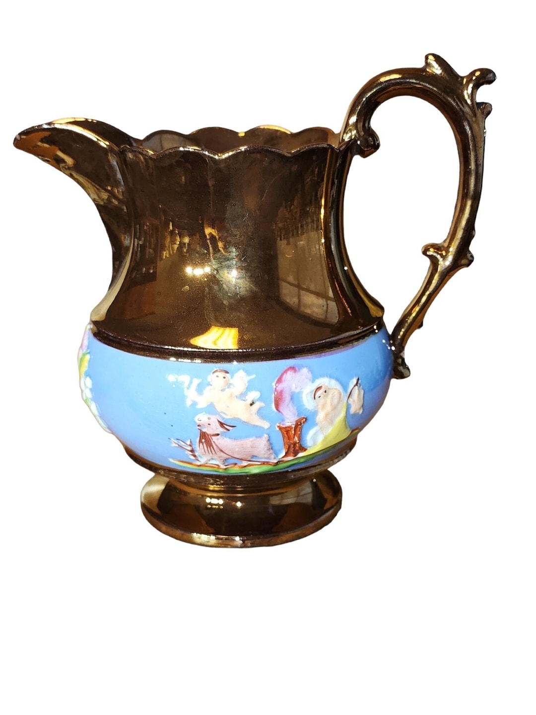 1860s English Copper Lustreware Pitcher With Enamelled Banding - Etsy